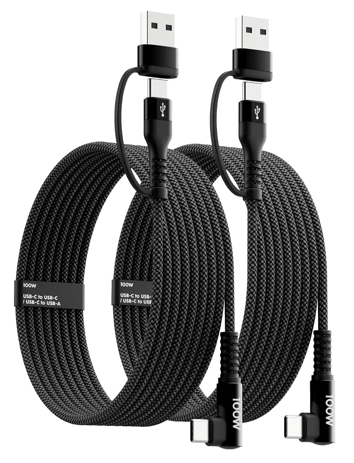 100W Fast USB C Charger Cable Right Angle, PD 5A 2-Pack 6 ft USB C to USB C Cable, 90 Degree ...