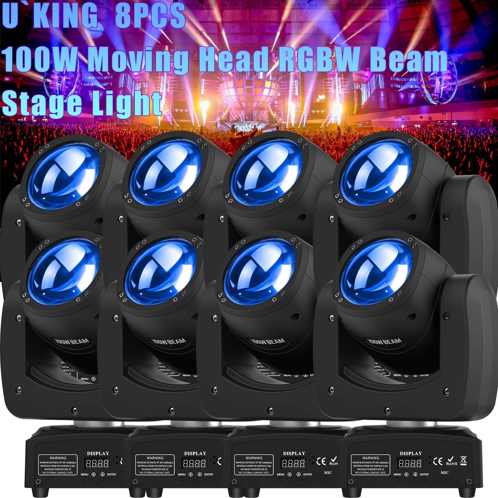 100W LED Beam 4in1 RGBW Moving Head DMX Stage Light Disco Wedding ...