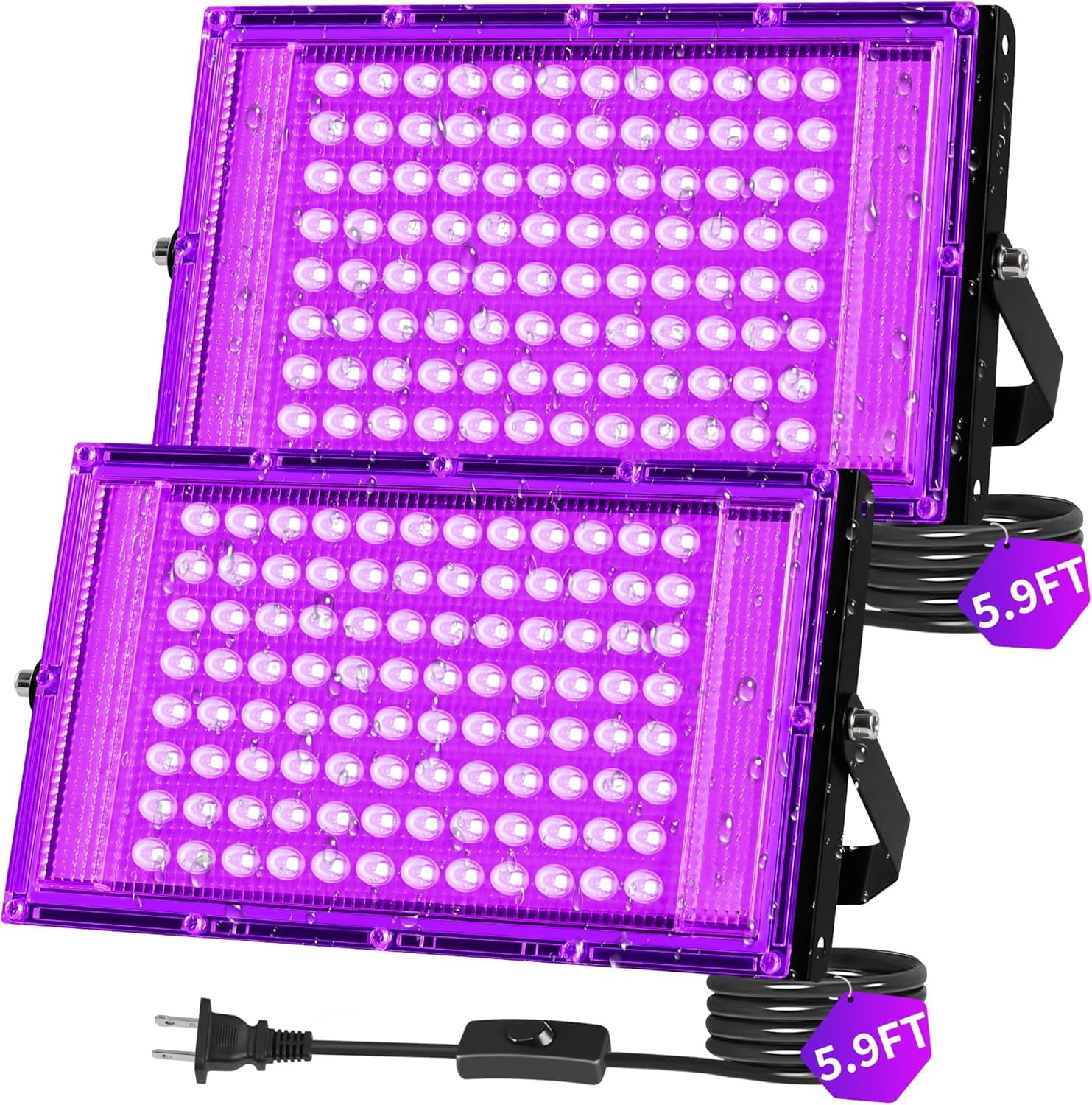 100W LED Black Lights IP66 Waterproof Black Light Outdoor with 5.9ft ...