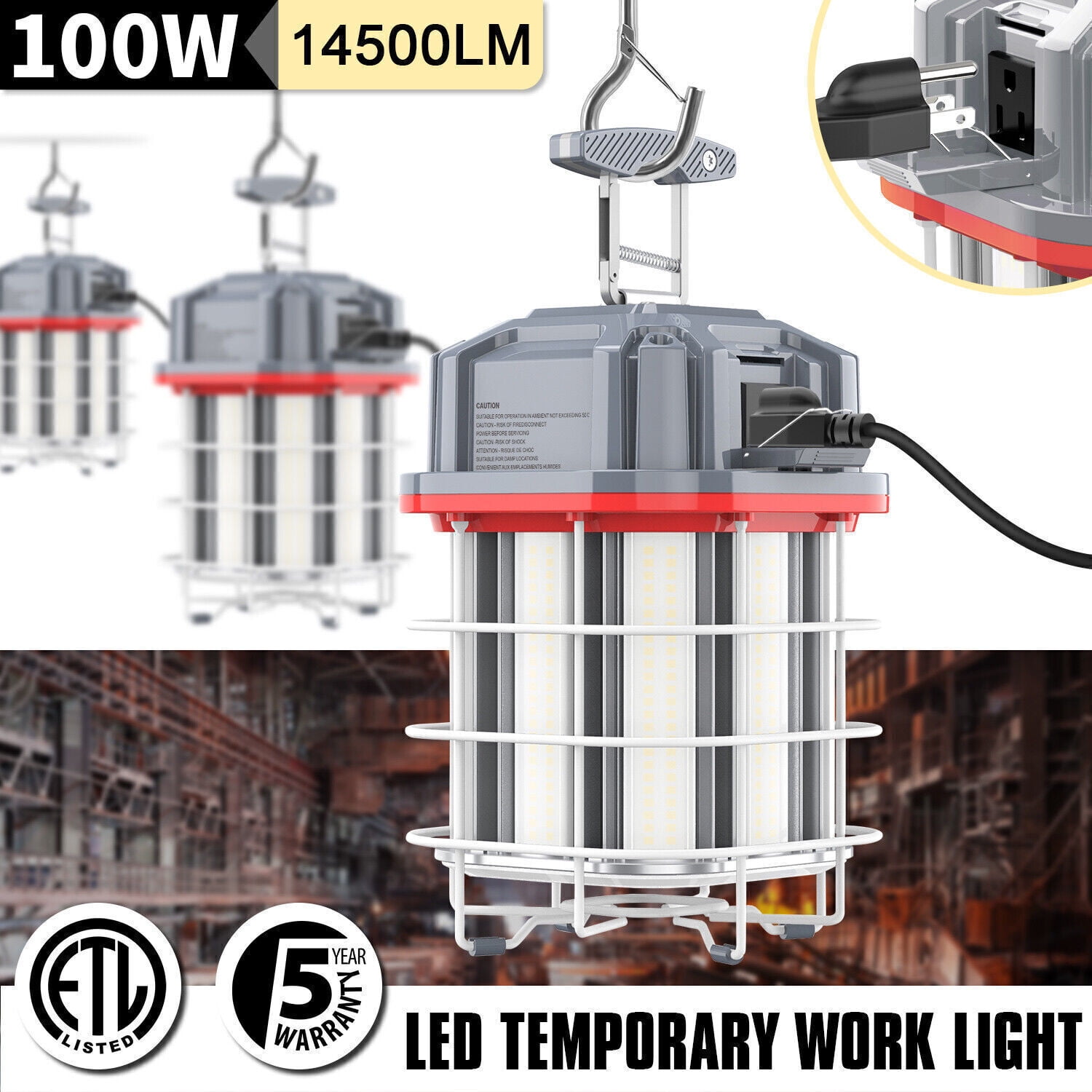100W LED Temp Jobsite Lightings Linkable Work Light for Construction ...