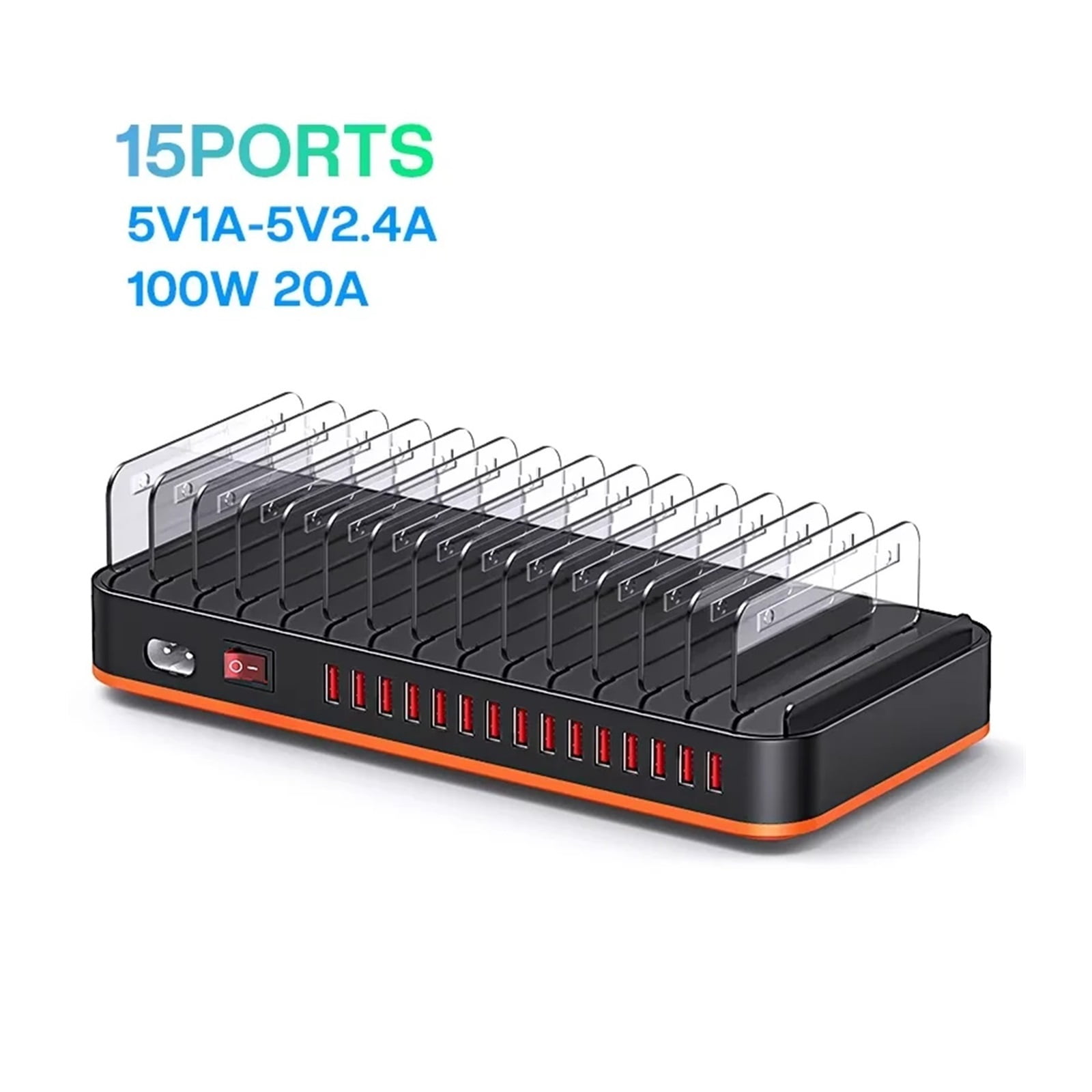 100W Multi USB Charger 15 Ports USB Charging Station for Multiple ...