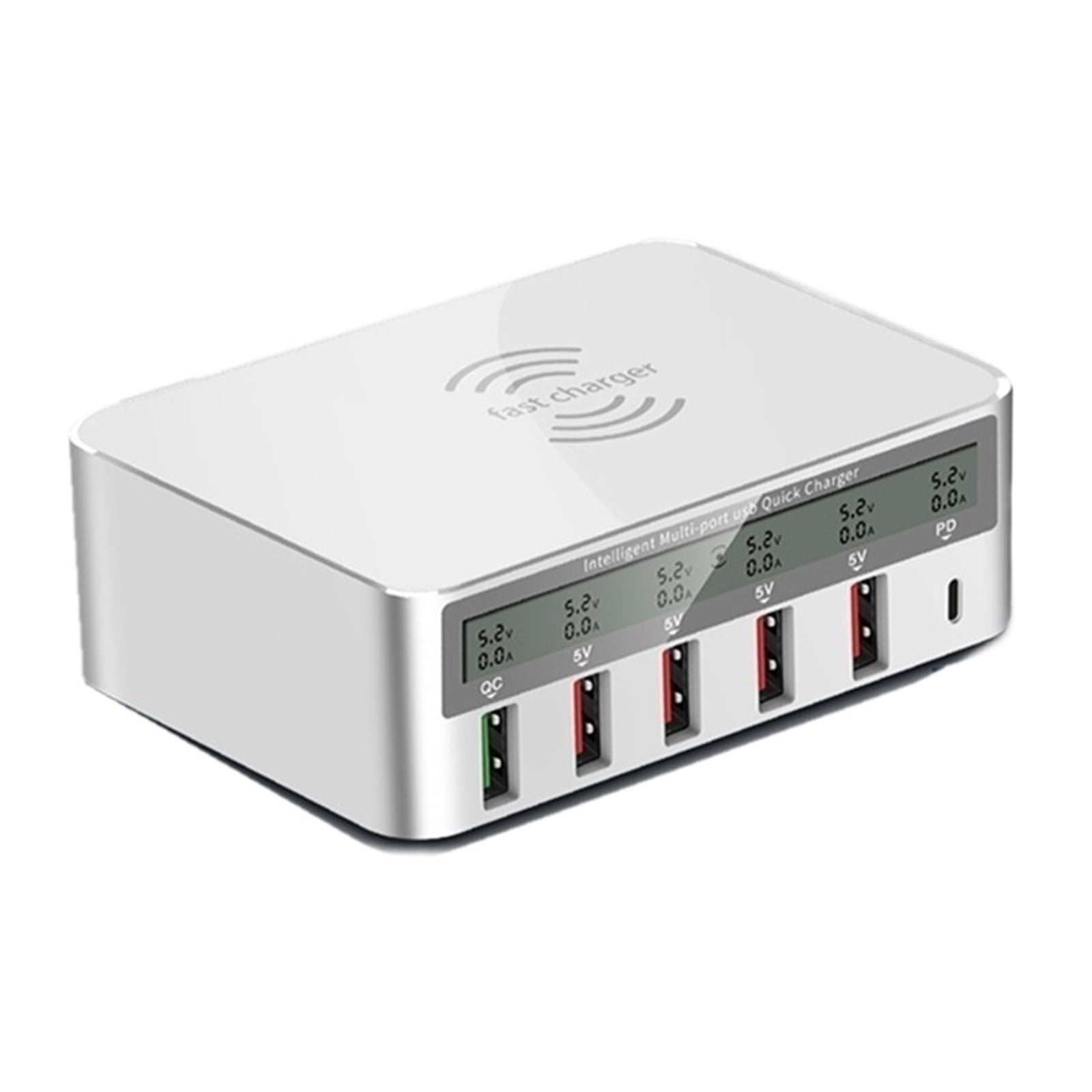 100W Multi USB Fast Charger PD 20W QC 3.0 LCD Wireless Charger ,Easy to ...