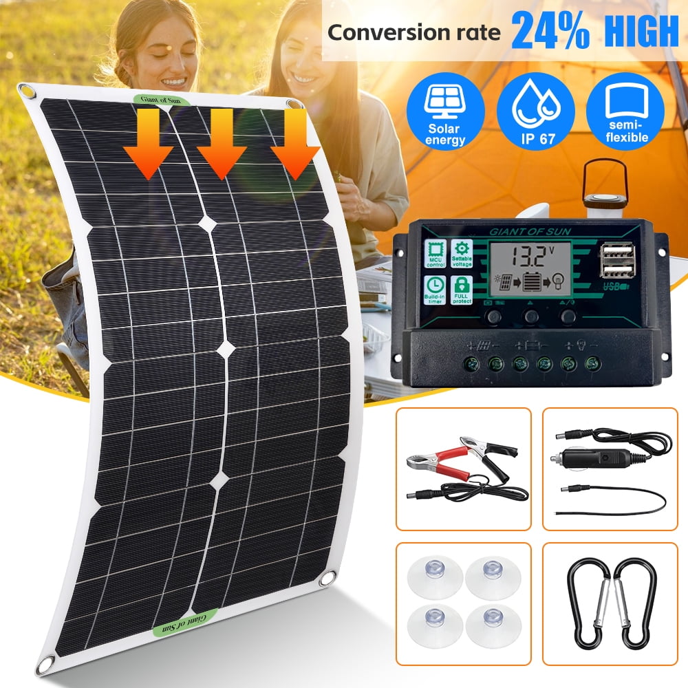 100W Semi-Flexible Solar Panel,IP67 Waterproof Monocrystalline Solar ...
