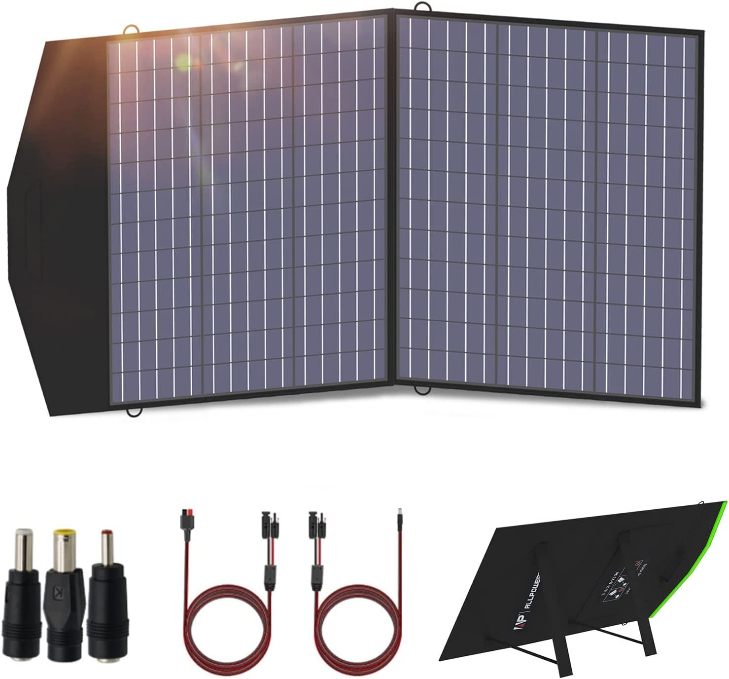 100W Solar Panel, Foldable Solar Charger with MC-4 Ports Portable Solar ...