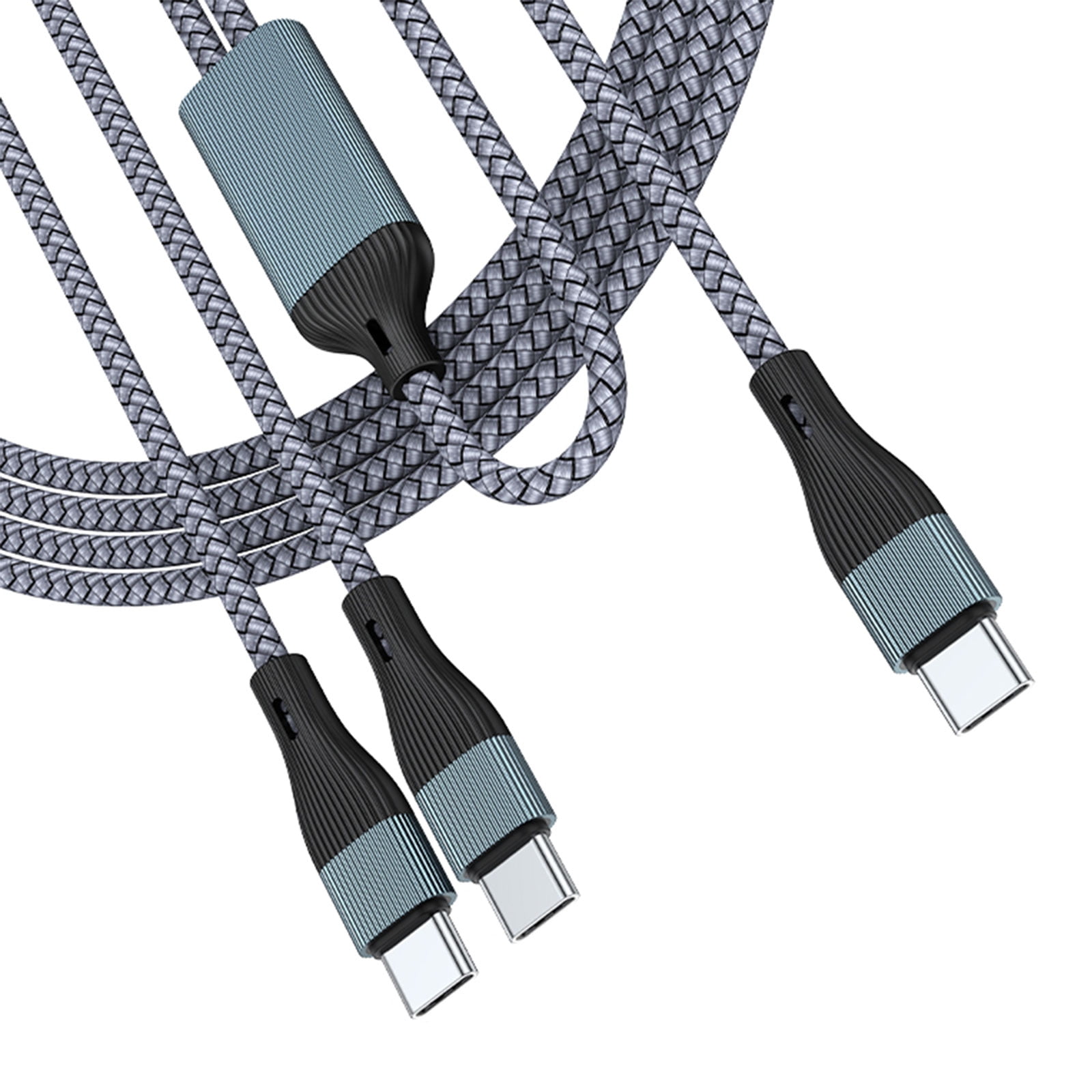 100W Type C Cable Nylon Braid Cord 1 to 2 Splitter Cord Simultaneous ...