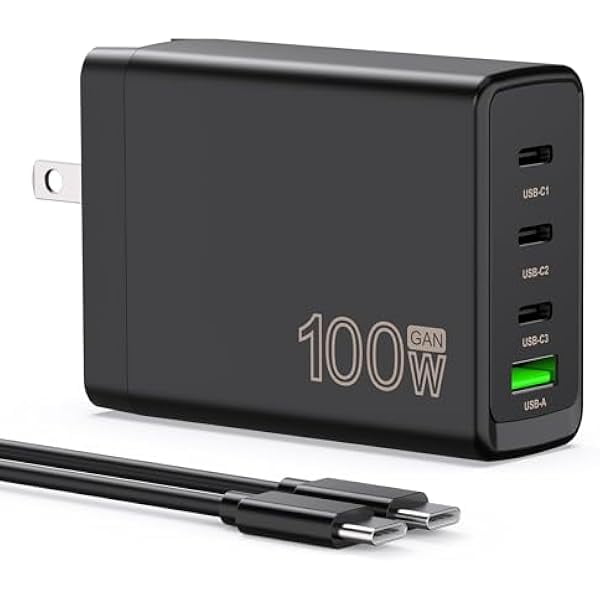 100W USB C Charger Block,4-Port GaN Fast Charger for MacBook Pro ...