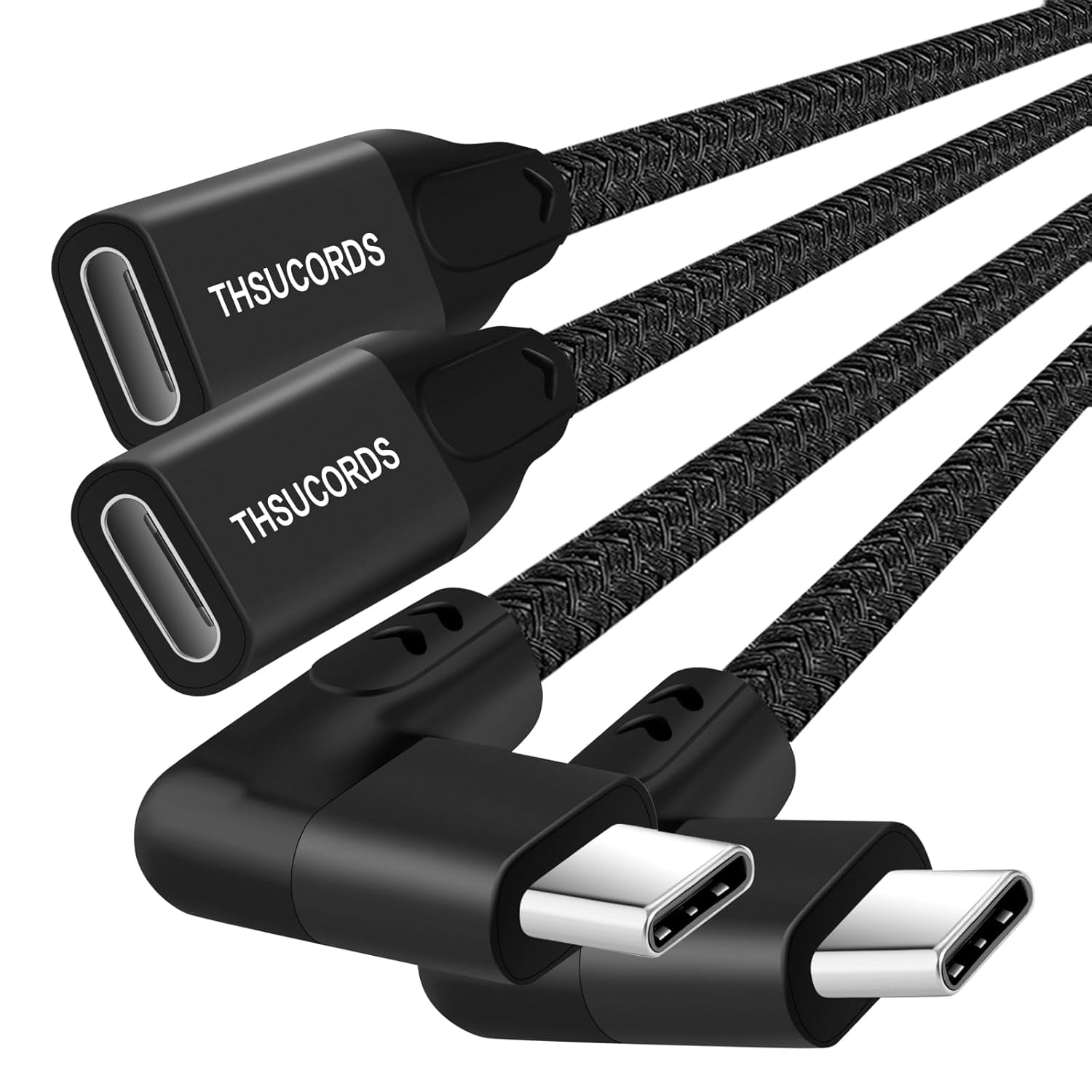 100W USB C Extension Cable 6.6FT 2Pack, 20Gbps 90 Degree Right Angle ...