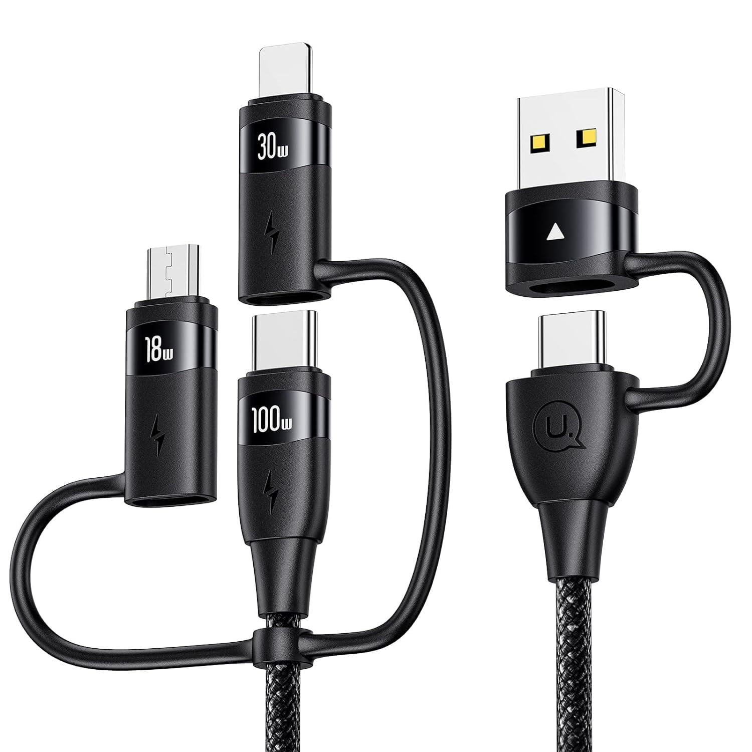 100W USB C Multi Charging Cable,4FT 5-in-1 5A Fast Sync Charger Adapter ...