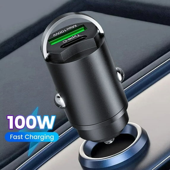 100W Usb Phone Charger Type C Qc3.0 Black Fast Charging Car Interior ...