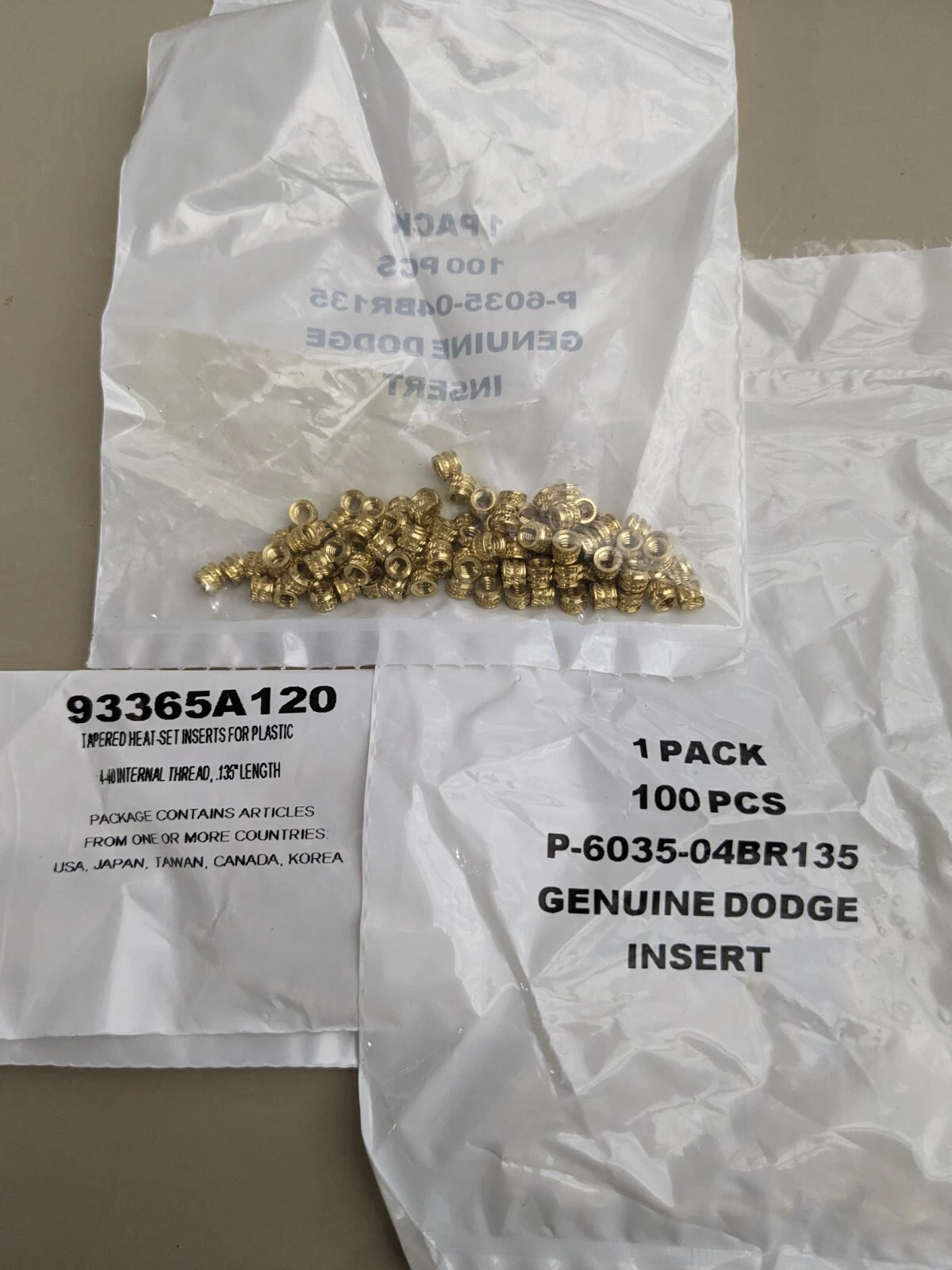 100X #4 #4-40 Brass Threaded Heat Set Inserts For Plastic 3D Printing ...
