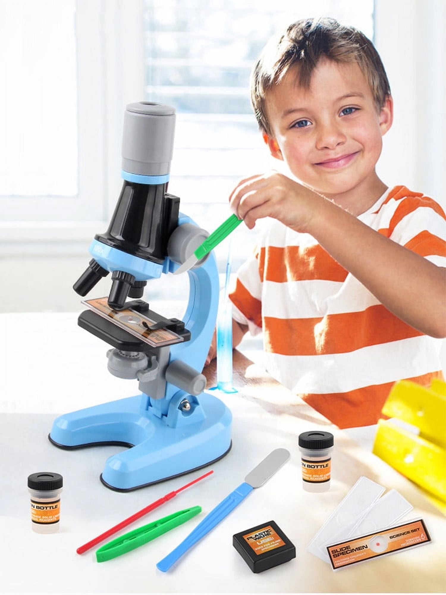 100X, 400x, and 1200x Magnification Science LED Microscope kit for Kids ...