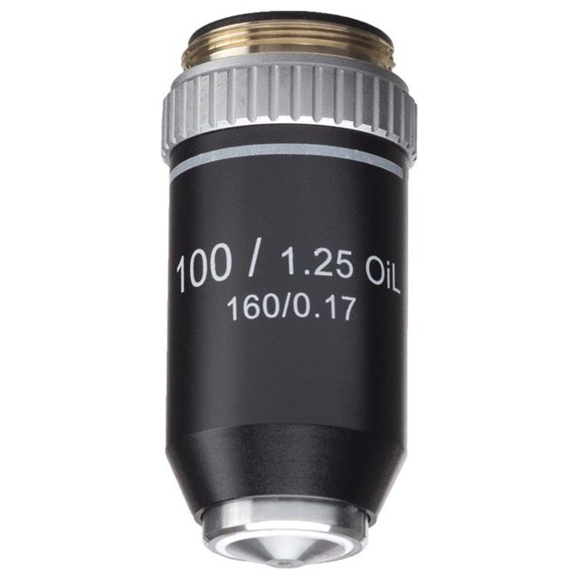 100X Achromatic Microscope Oil Immersion Objective with Black Finish ...