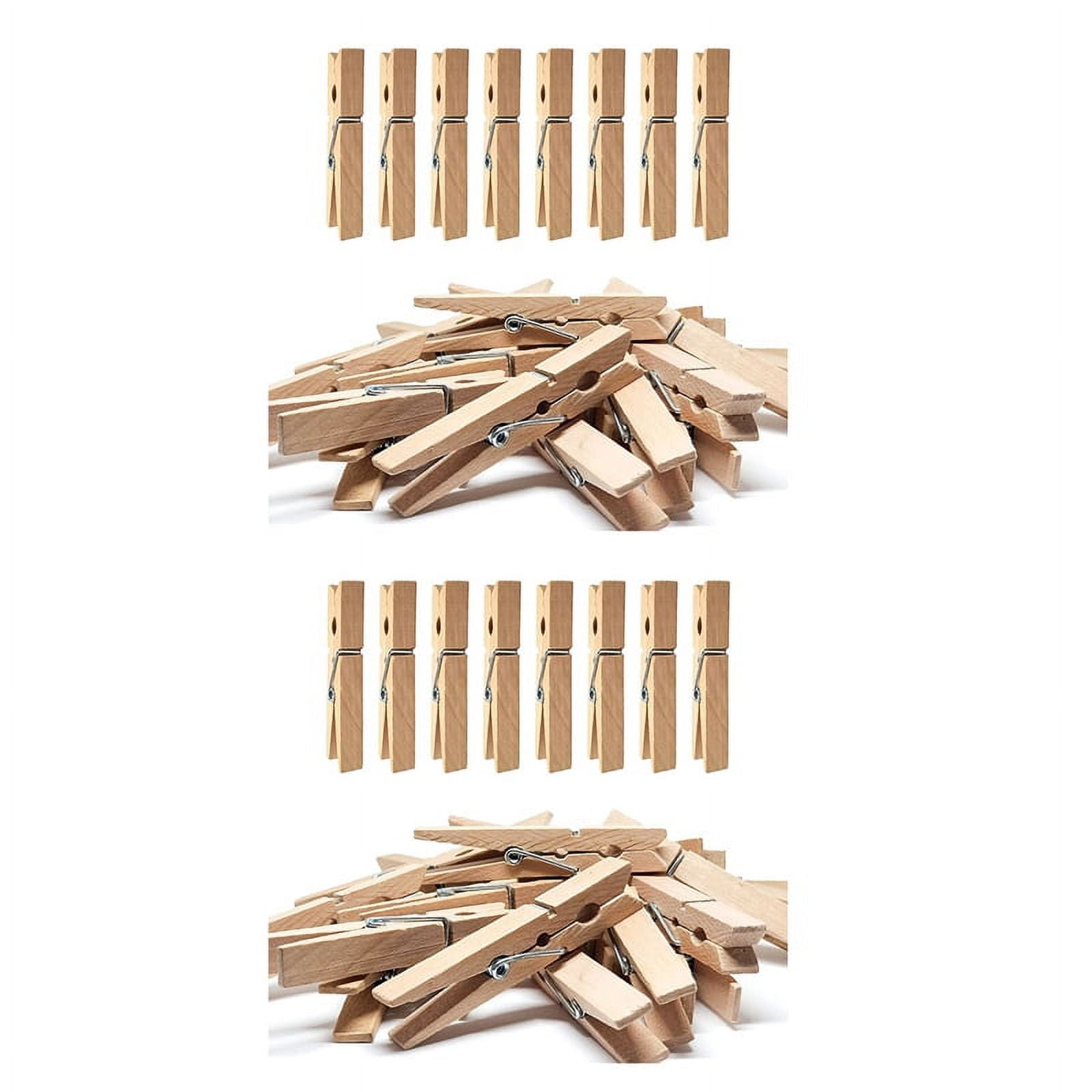 100X Clothes Pins Heavy Duty Outdoor with Spring, Wooden Clothespins ...