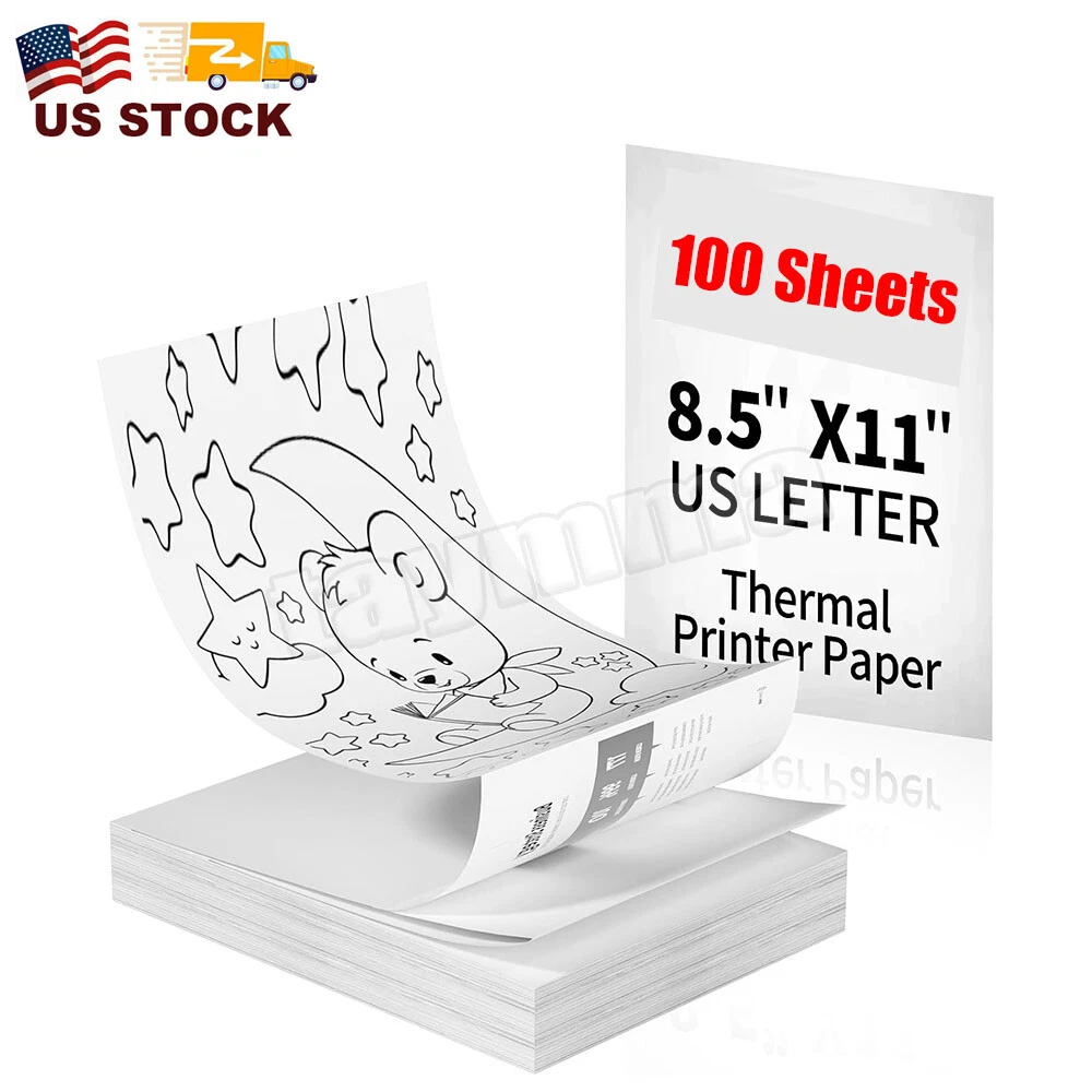 100X Folded Thermal Continuous Paper Us Latter Size For M08F M832 Hprt ...