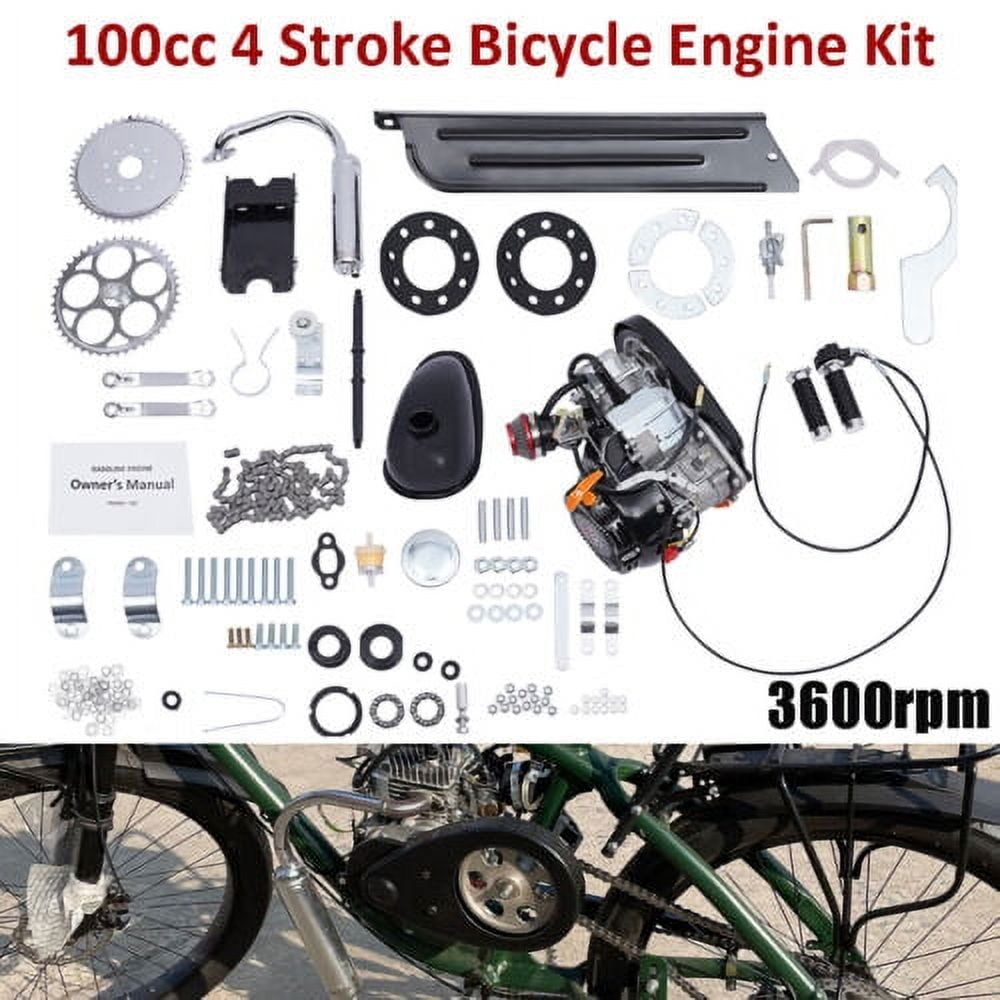 100cc 4 Stroke Gas Motorized Bicycle Kit Bike DIY Modified Engine Kit ...