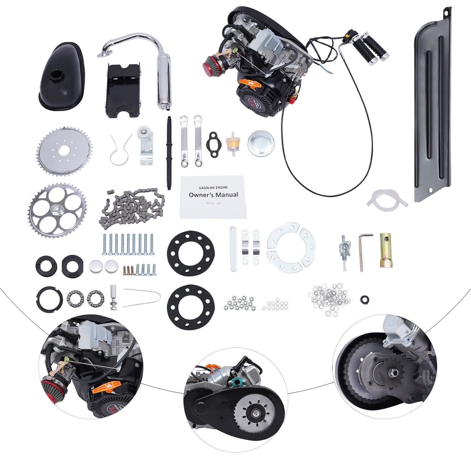 100cc 4 stroke Bicycle Engine Kit Set Gas Motorized Motor Bike Modified Engine - Walmart.com