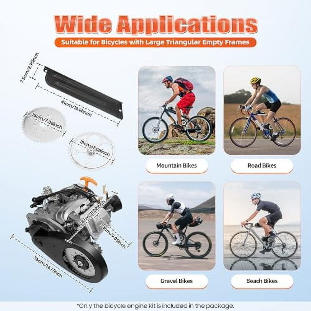 100cc Bicycle Motor Kit, 4-Stroke Bicycle Gasoline Engine Motor, Bike ...