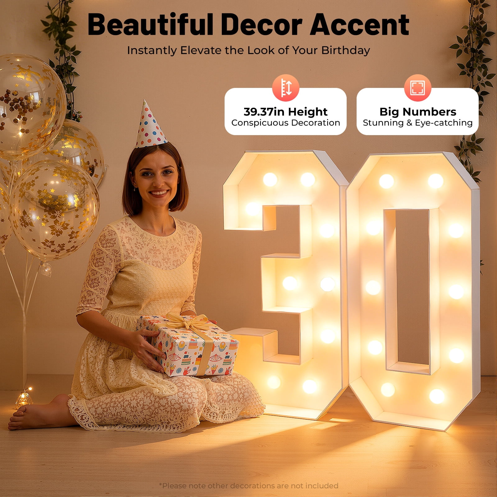 100cm Light Up Mosaic Number 30 Frame, Pre-Cut Marquee Style Lighted ...