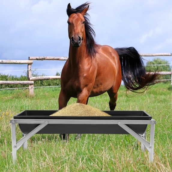 100cm Livestock Feed Trough, 9.25Gal Capacity with Galvanized Steel ...