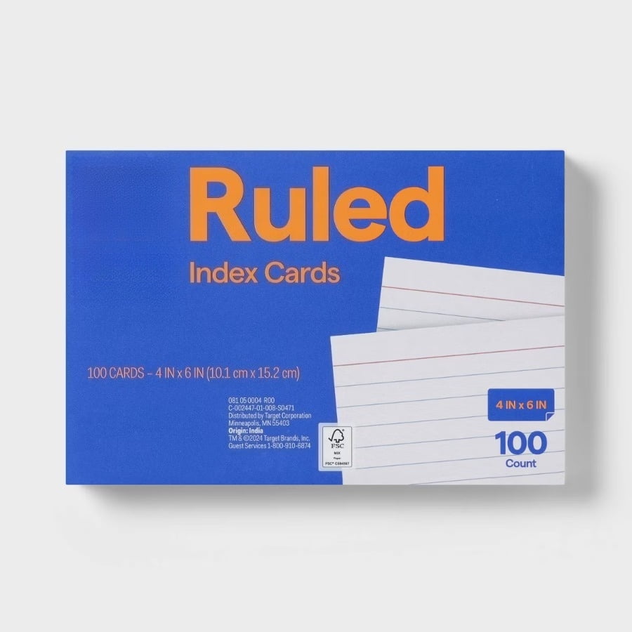 4" x 6" Ruled White Index Cards, 100 Count - Walmart.com