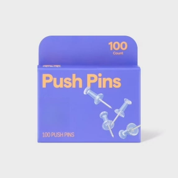 100ct Clear Push Pins - Visible Transparent Tacks for Precise Pinning ...