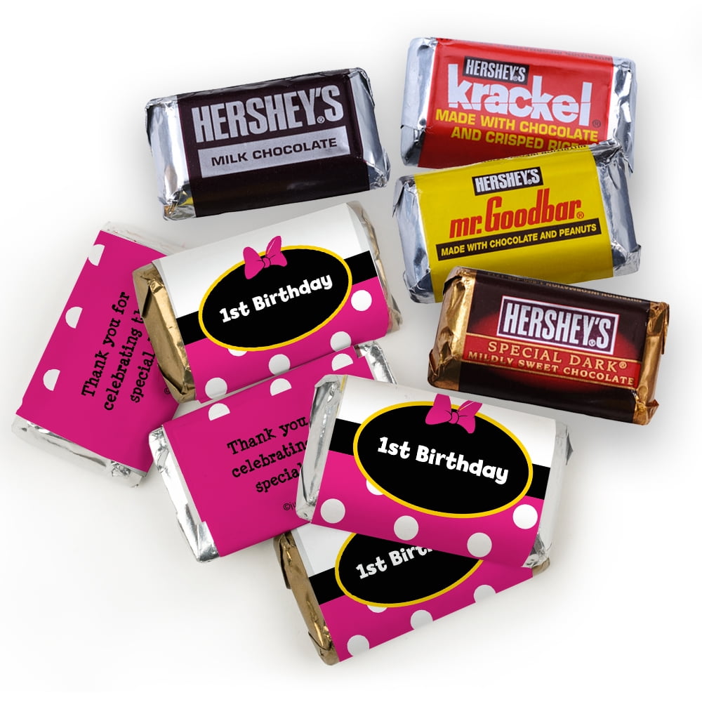 100ct Minnie Mouse First Birthday Mini Wrappers for Hershey's ...