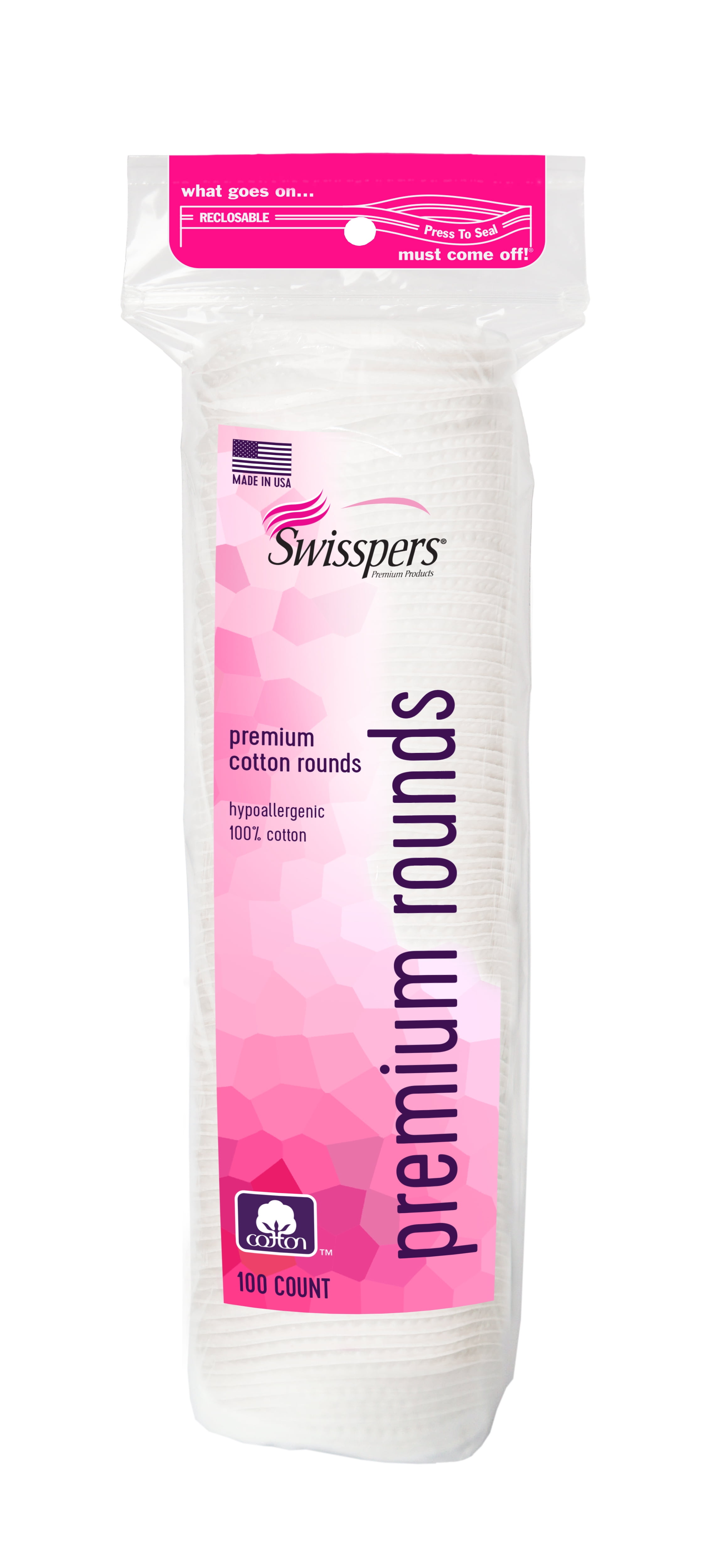 Swisspers Premium Products Hypoallergenic 100 Cotton Rounds 100 count