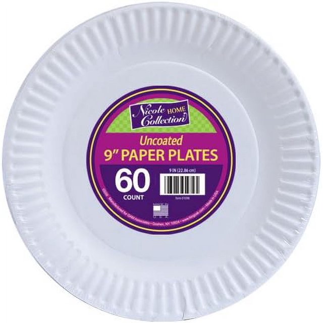 100ct Uncoated 6" White Paper Plates Nicole Home Collection Round ...