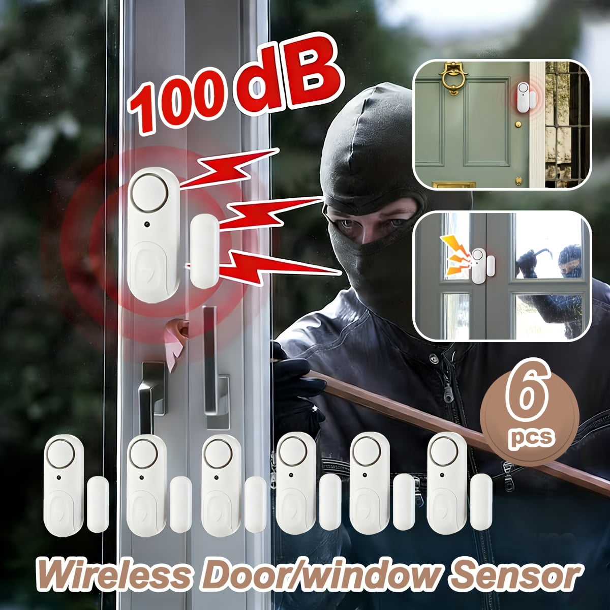 100dB Portable Magnetic Door Anti-Theft Alarm, Independent Security ...