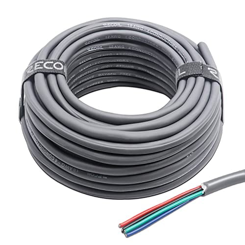 100ft 4 Conductor 18AWG Low Voltage RGB Wire LED Extension Cable ...