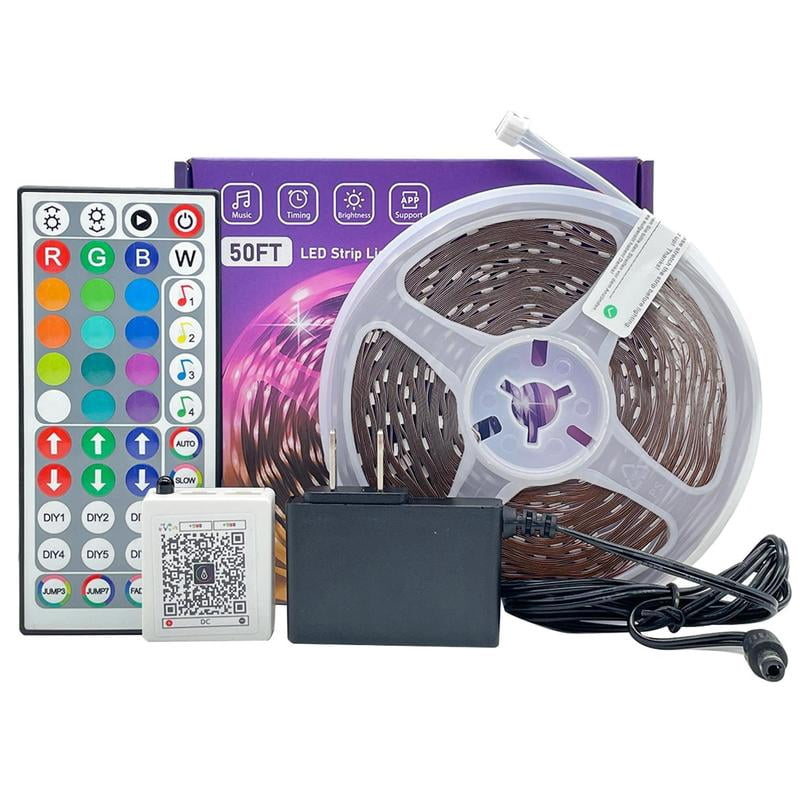 100ft 50ft RGB LED Strip Lights Music Sync Lights Color Changing LED ...