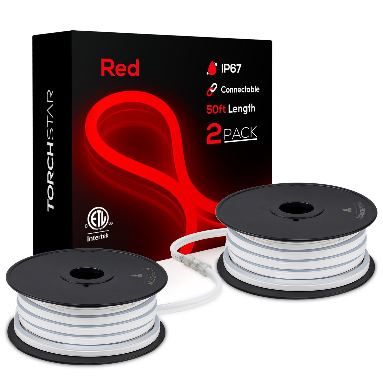 100ft (50ft X 2 Pack) LED Neon Rope Lights Outdoor, IP67 Waterproof, AC ...