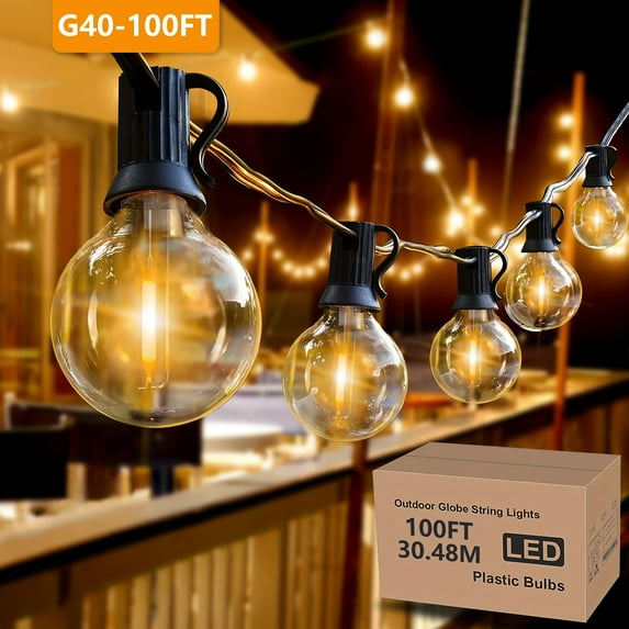 100ft Connectable Outdoor G40 Globe LED String Lights - 51 Shatterproof ...