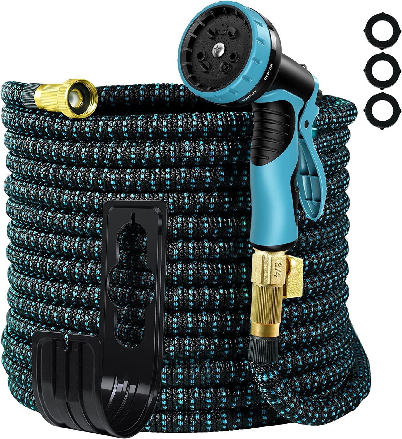 100ft Blue Expandable Garden Water Hose with Spray Nozzle - Walmart.com