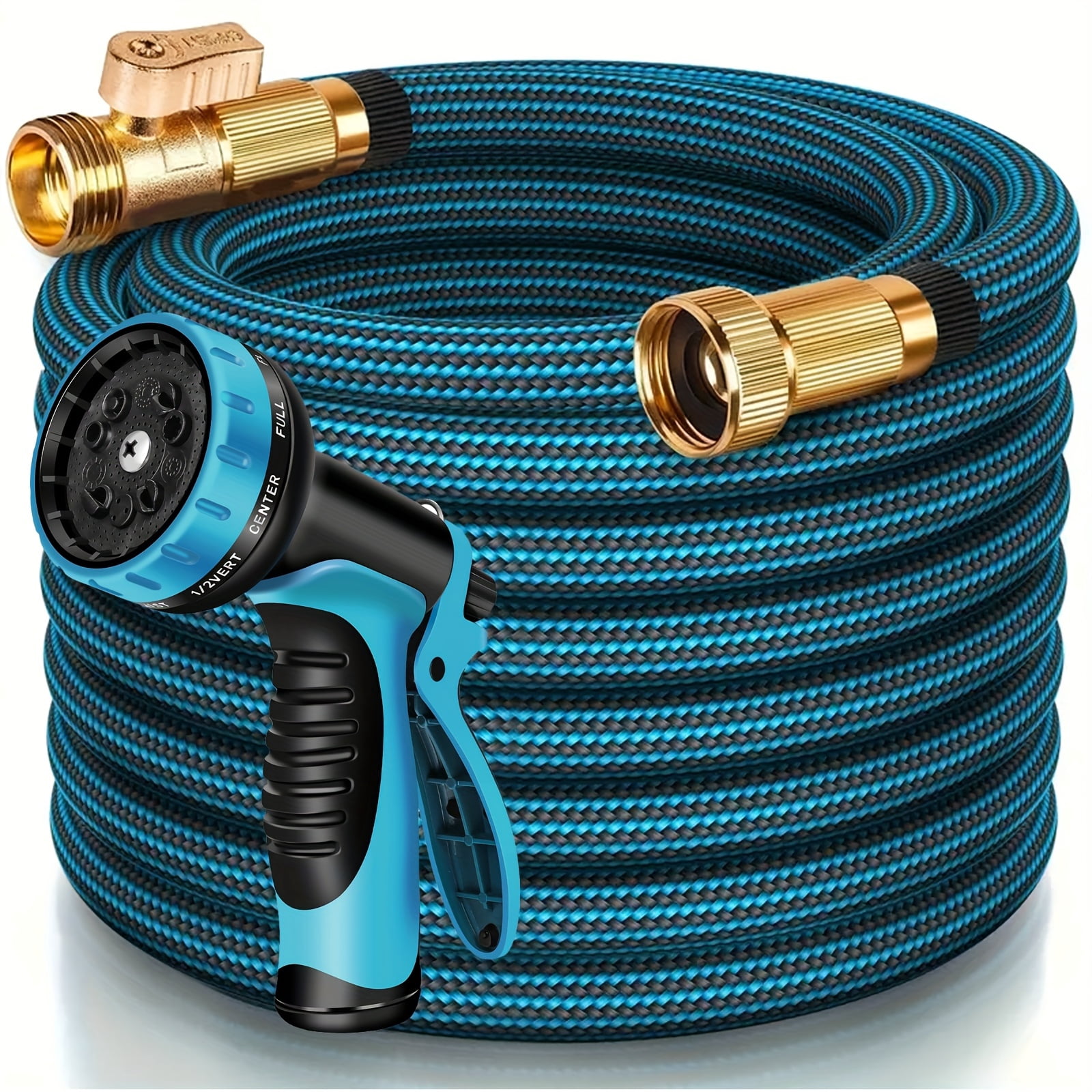 100ft Heavy-Duty Rubber Garden Hose - 3/4" Solid Brass Fittings ...