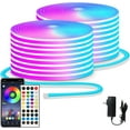100ft LED Lights with Remote APP Control IP65 Waterproof Flexible LED Strip Lights 24v RGB LED ...
