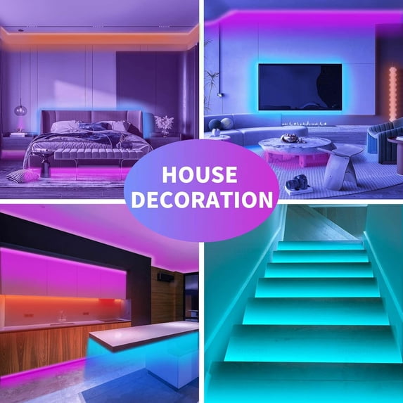 100ft Led Strip Lights RGB Music Sync Color Changing Led Lights with ...