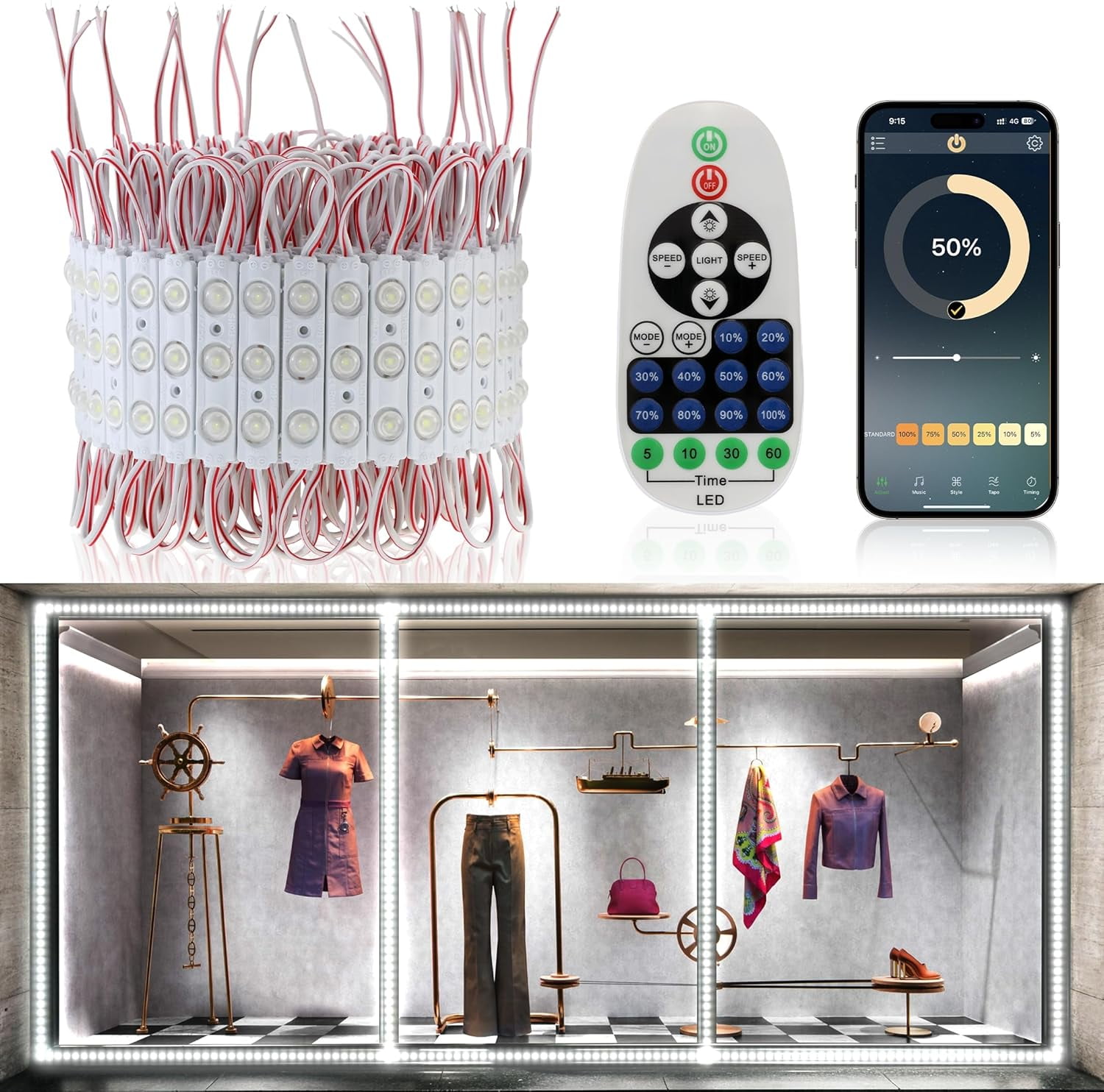 100ft Storefront LED Light Bluetooth APP Control LED Module for Signs ...