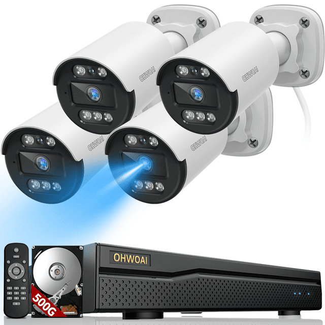 OHWOAI 5MP CCTV Security System Indoor/ Outdoor Wired,4 Channel DIY ...