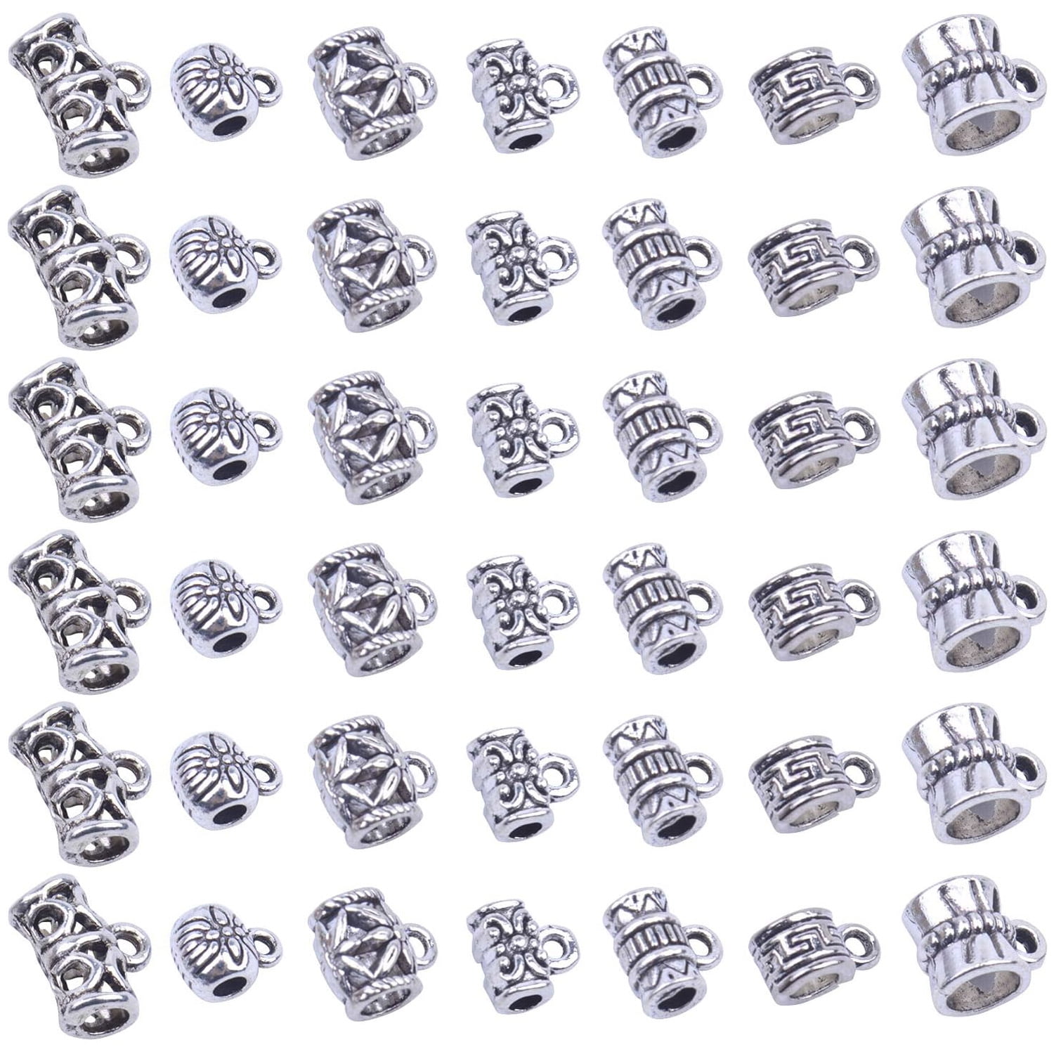 100g (About 130-170pcs) Mixed Antique Tibetan Silver Bail Beads,Spacer ...