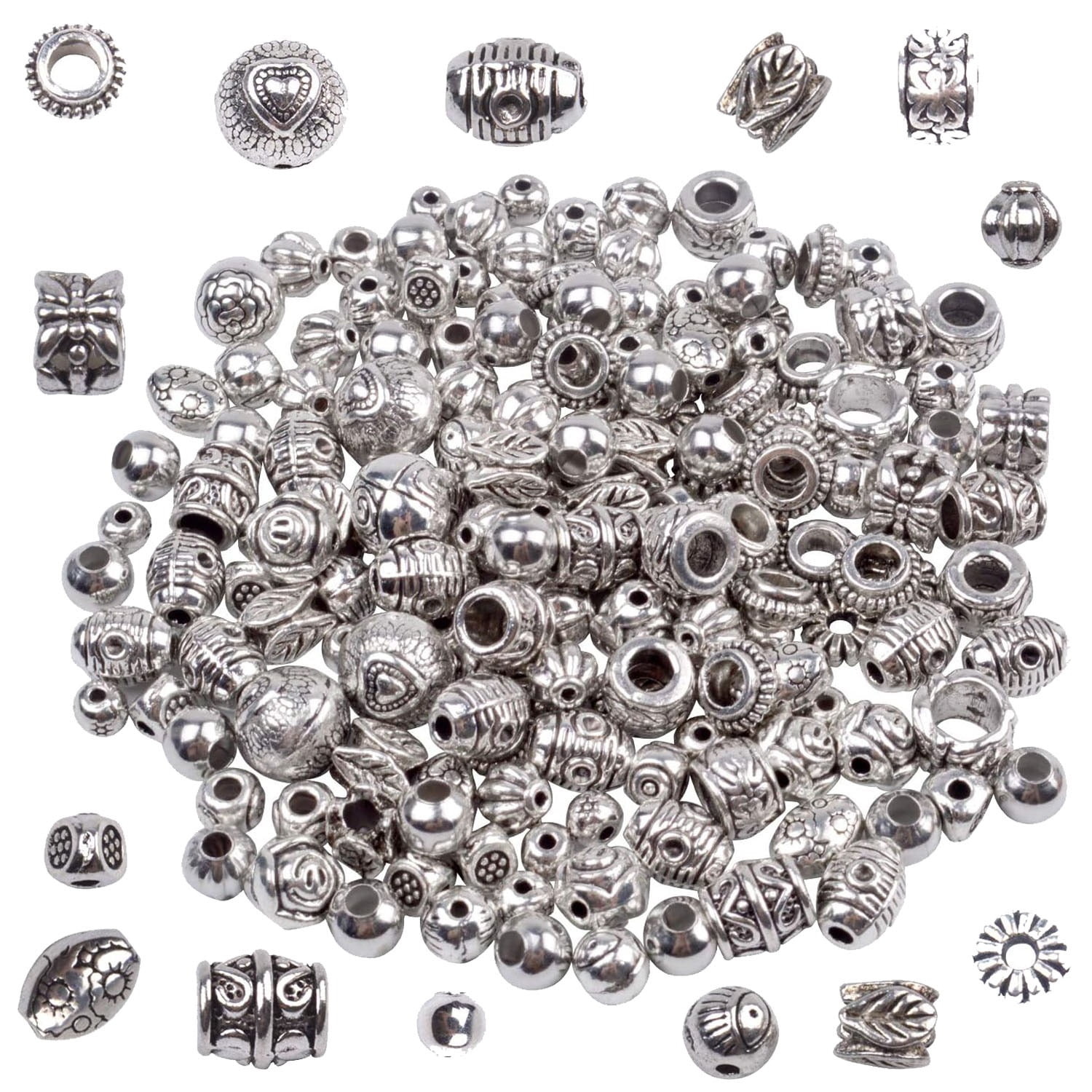 100g (About 130-180pcs) Round Small Beads Jewelry Bead Charm Spacers ...