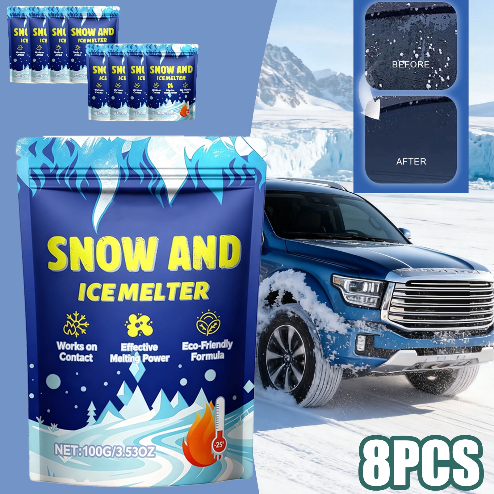 100g Ice Melt Pet Safe Formula Fast Acting Snow Salt Blend for Walkways ...