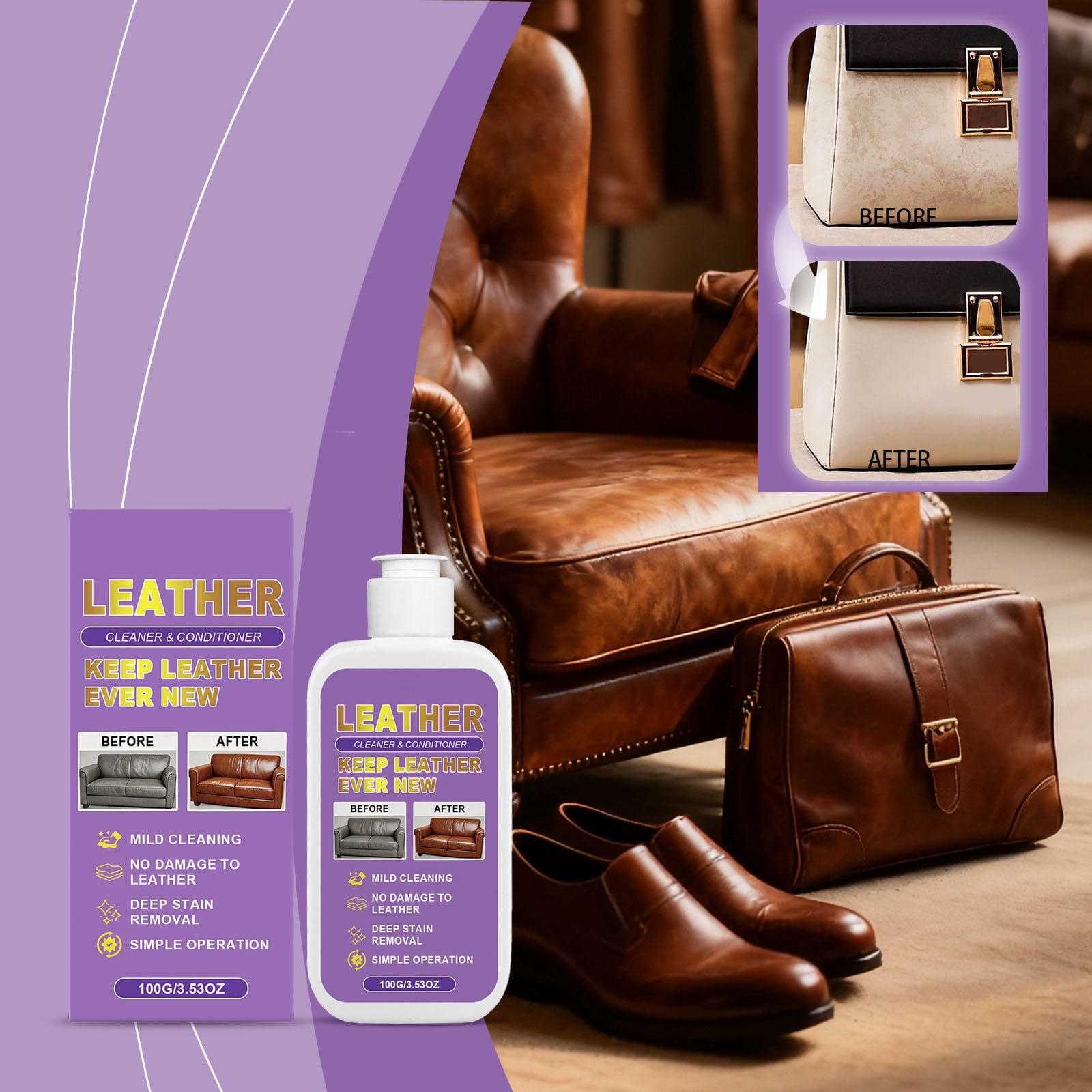 100g Leather Cleaner And Conditioner Cream Household Leather Cleaning ...