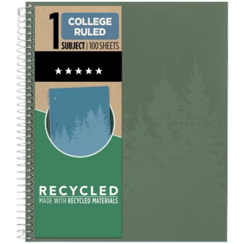 100g Paper College Ruled Notebook: Olympic Green, 11"x9.75", Spiral ...