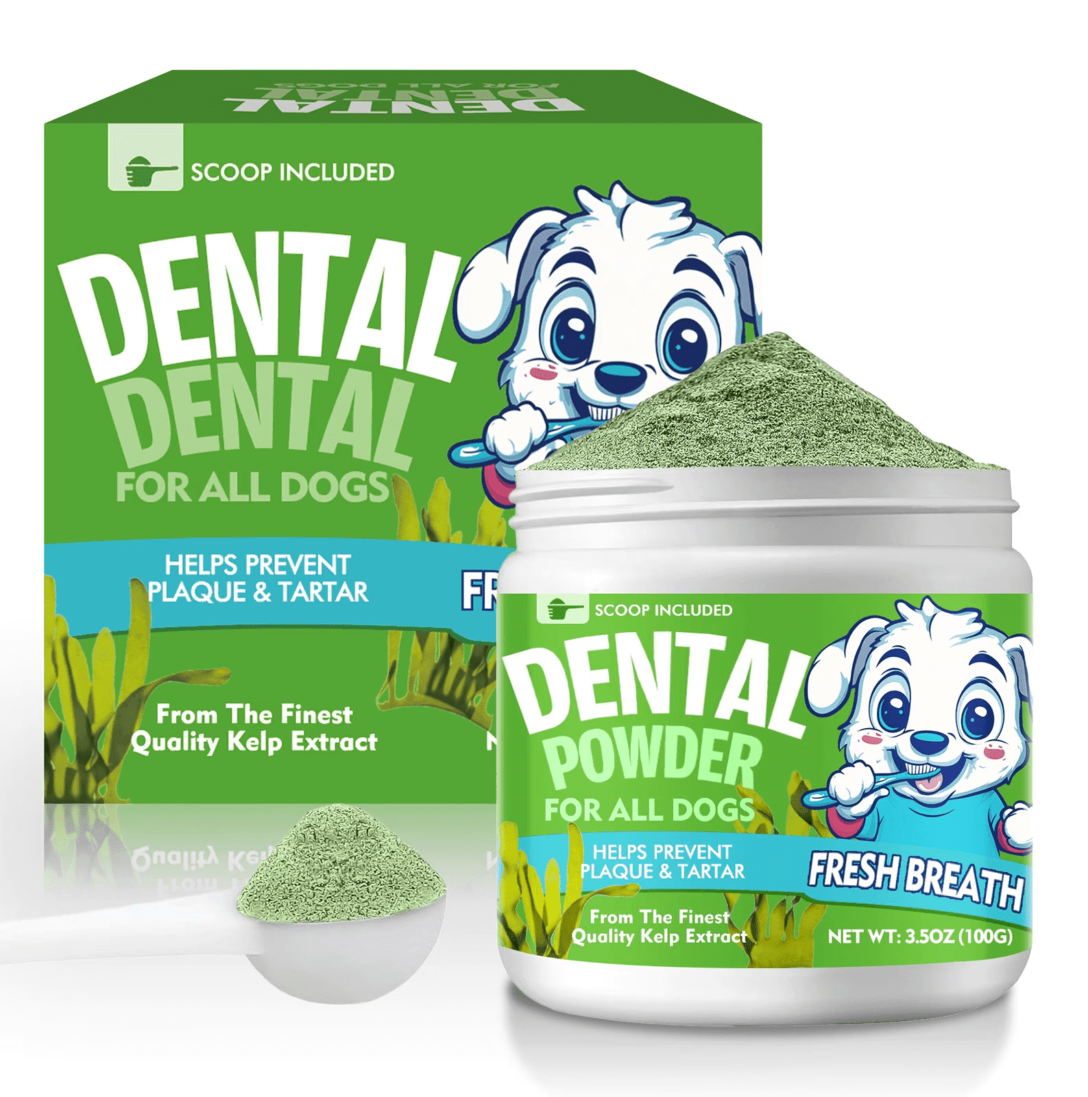 100g Dog Dental Powder, Natural Kelp Teeth Cleaning Powder for Dogs ...