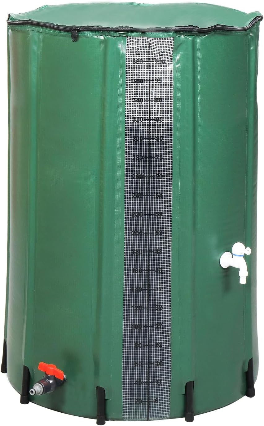 100gal PVC Rain Bucket with Scale 500D PVC Mesh Cloth Spigot Screen Top ...