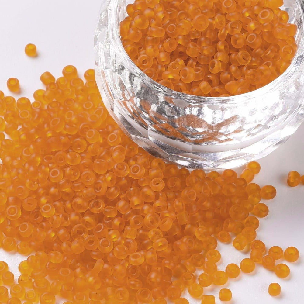 100gs Glass Seed Beads Frosted colors Round Orange Size: about 2mm in ...