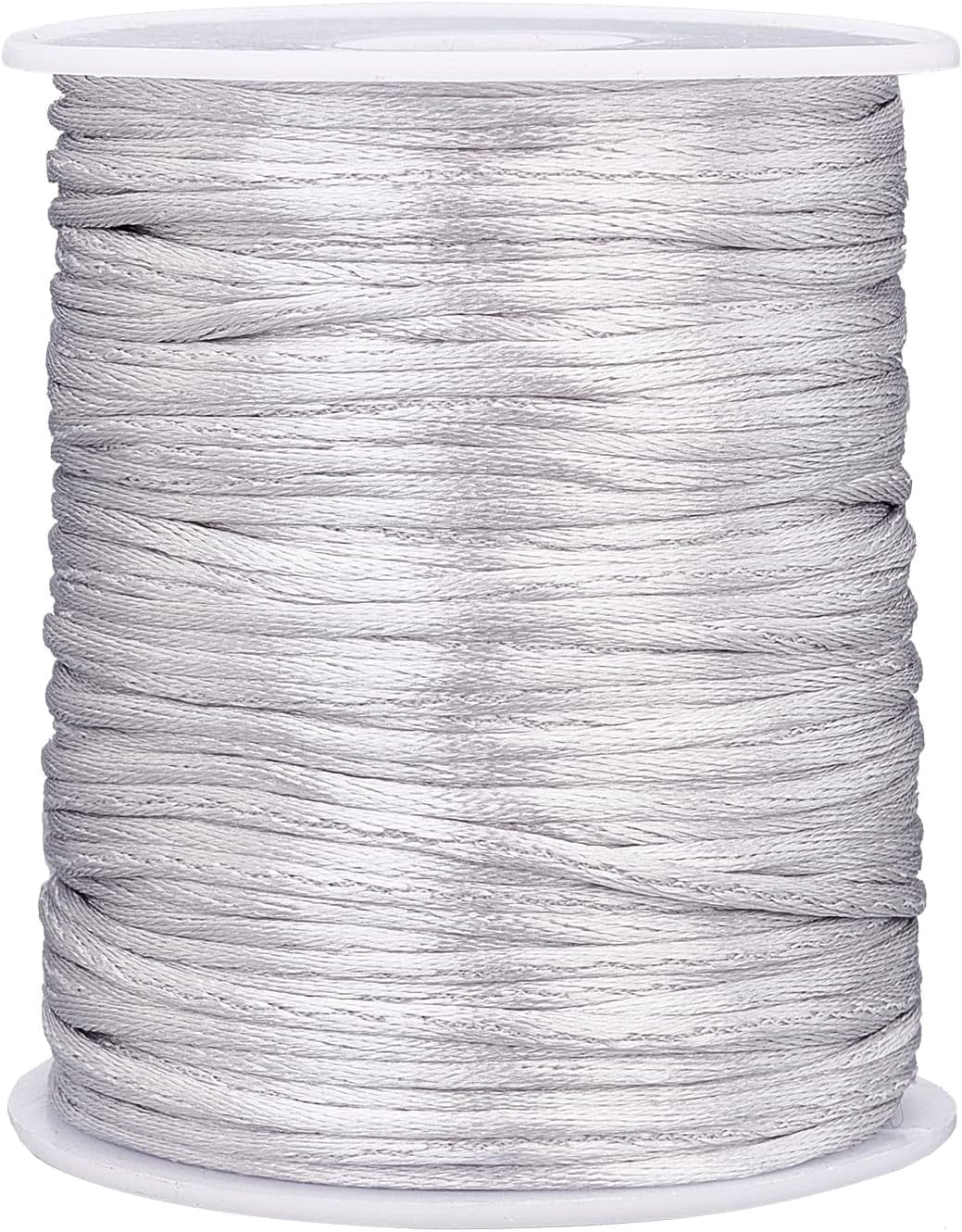 100m/106 Yards Rattail Satin Cord 2mm Silver Silk Crafts Cords ...