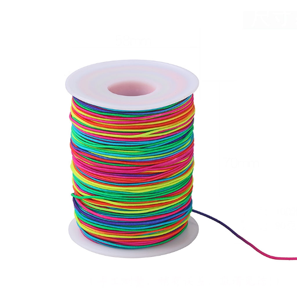 100m Rainbow Colourful Elastic Cord 1mm Thread Stretch String Craft for ...