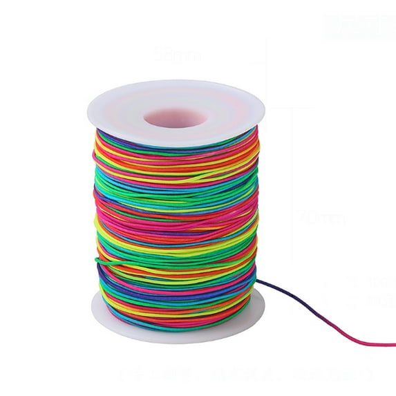 100m Rainbow Colourful Elastic Cord 1mm Thread Stretch String Craft for ...
